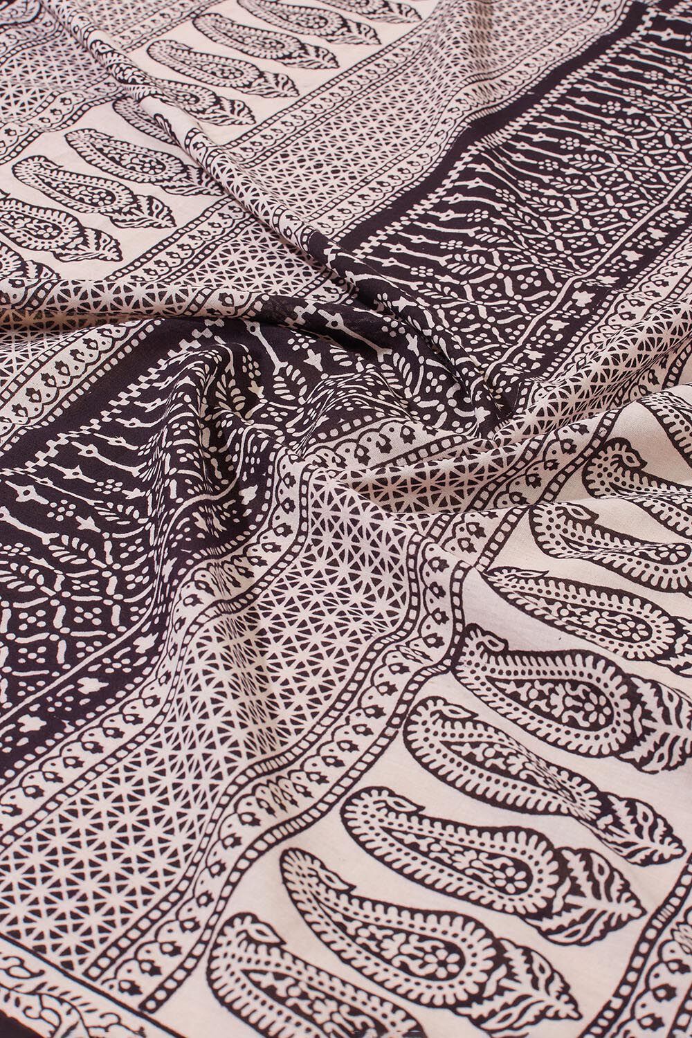 Black Bagh Block Printed Pure Cotton Saree | Taneira Online Store