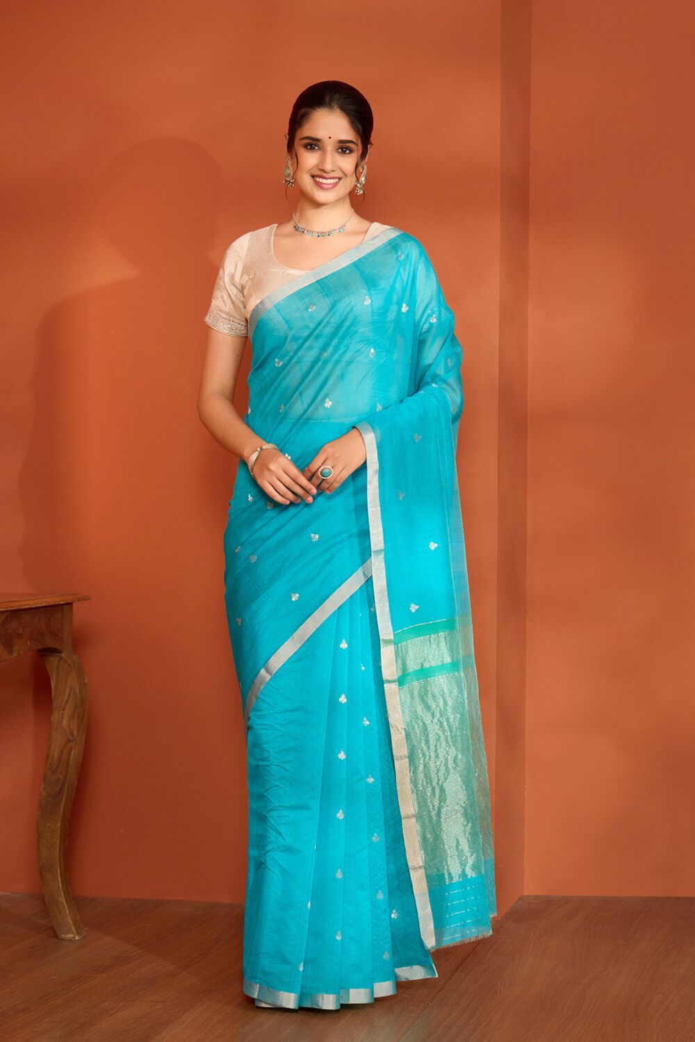 Blue Woven Pure Silk Cotton Saree | Taneira Online Store