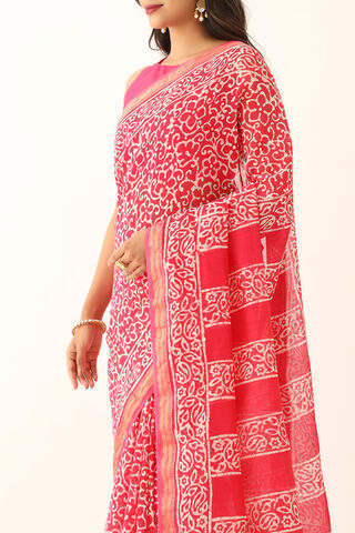 Pink Pure Silk Cotton Batik Saree | Taneira Online Store