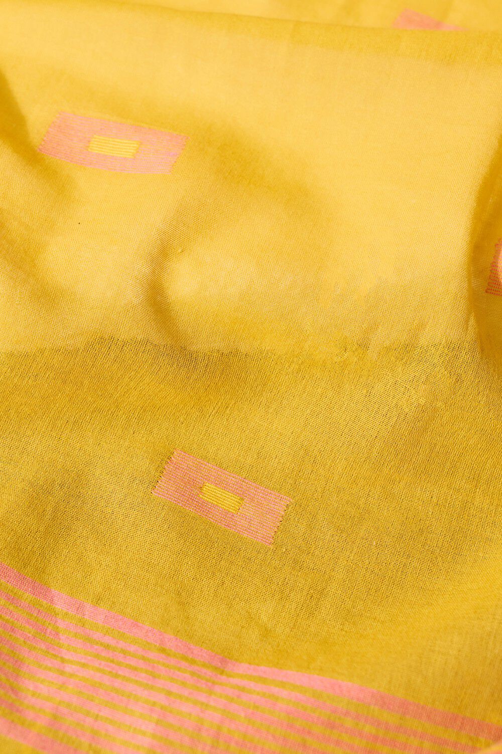 Yellow Woven Pure Cotton Bengal Saree | Taneira Online Store
