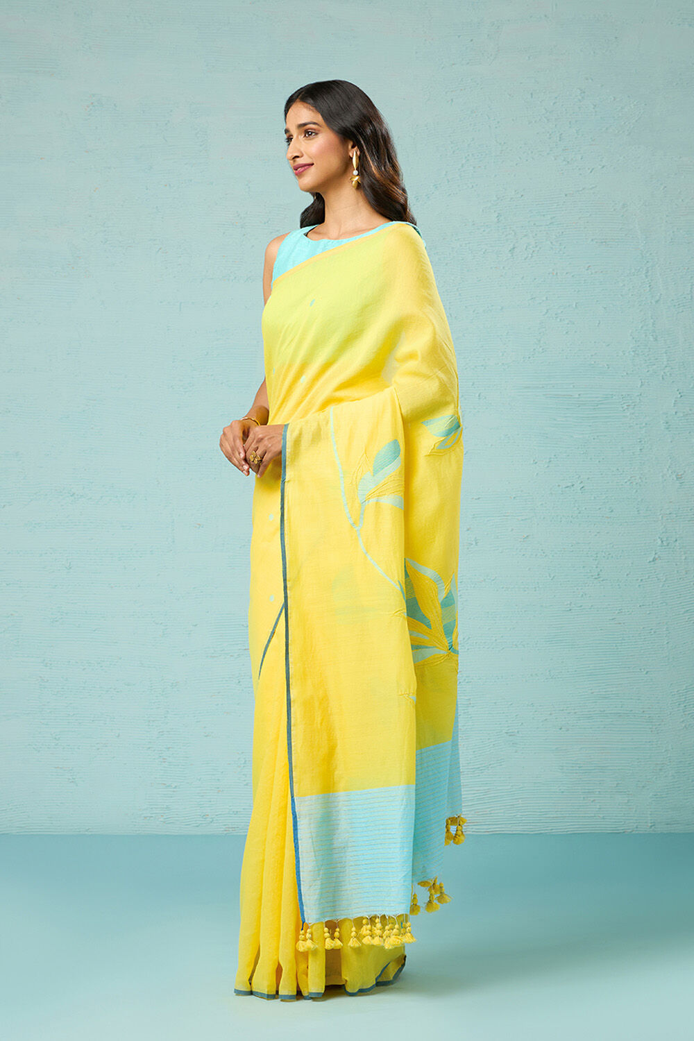 Yellow Bengal Pure Silk Cotton Jamdani Saree | Taneira Online Store