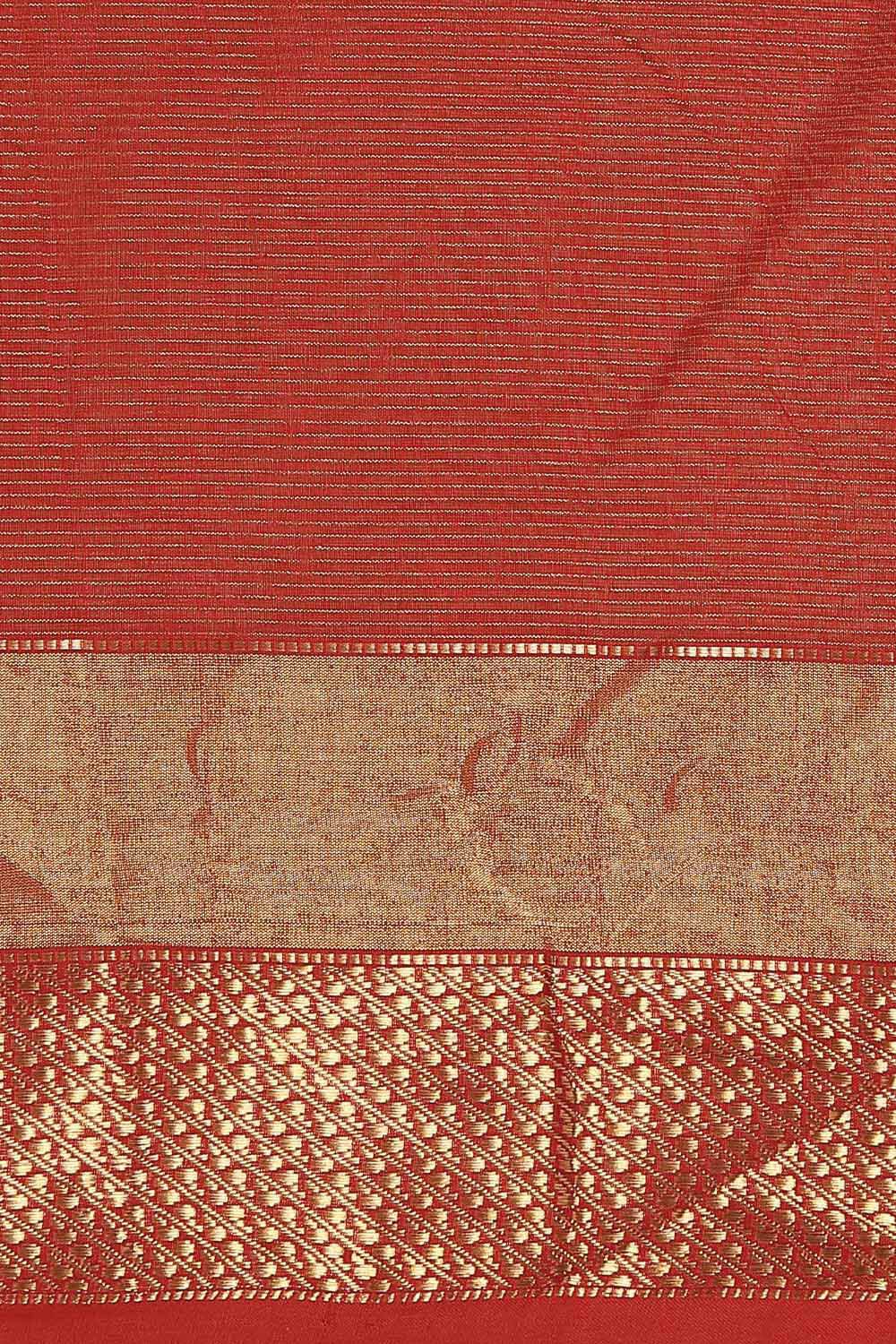 Red Pure Silk Cotton Maheswari Saree | Taneira Online Store