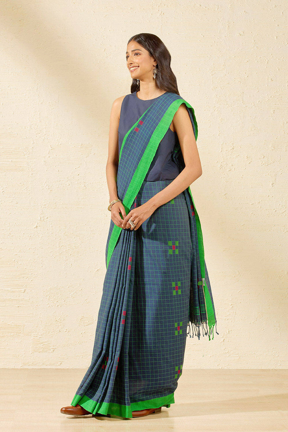 Blue Bengal Pure Cotton Jamdani Saree | Taneira Online Store