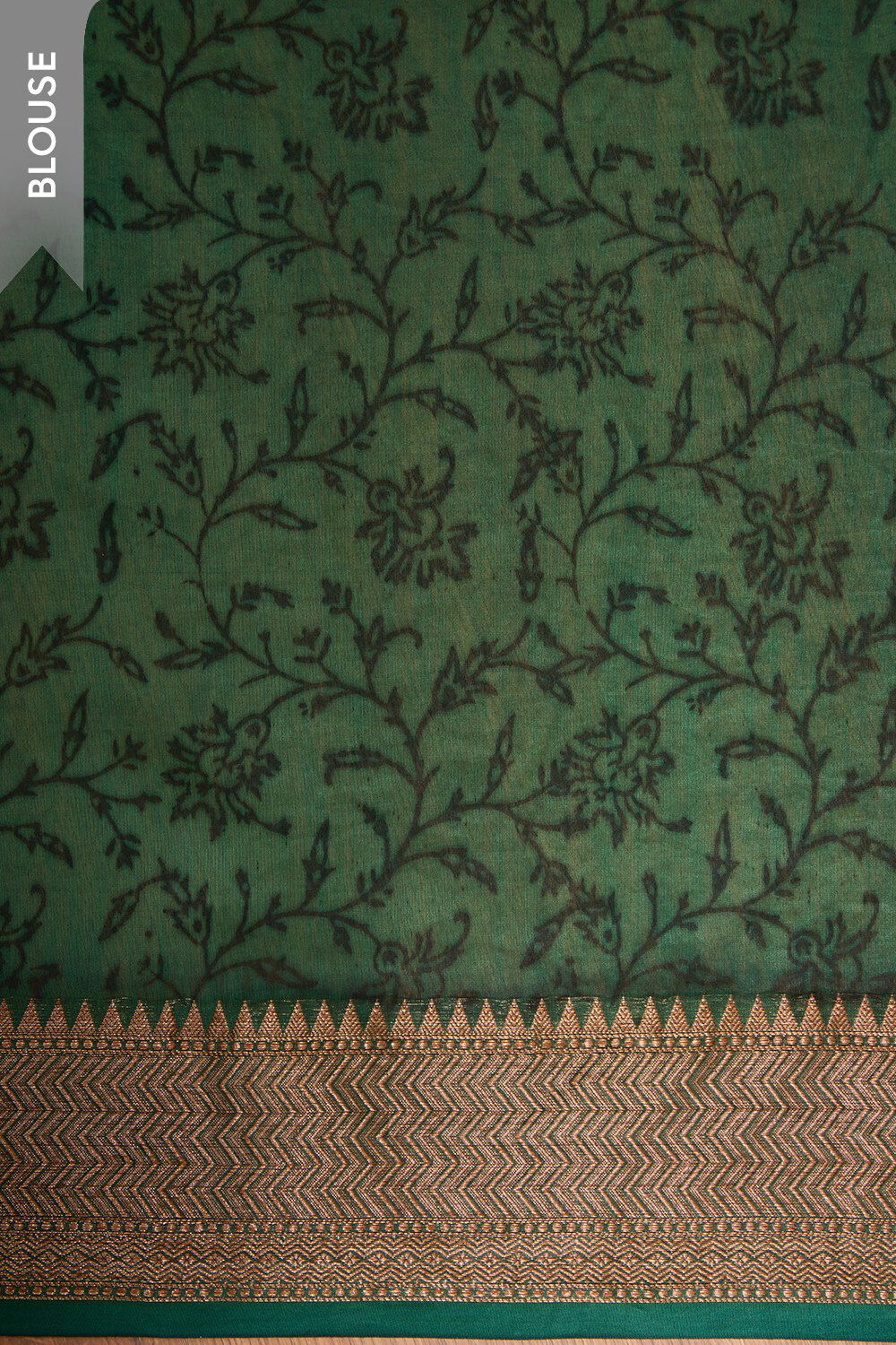 Dark Green Rajasthan Block Printed Pure Silk Cotton Saree | Taneira ...