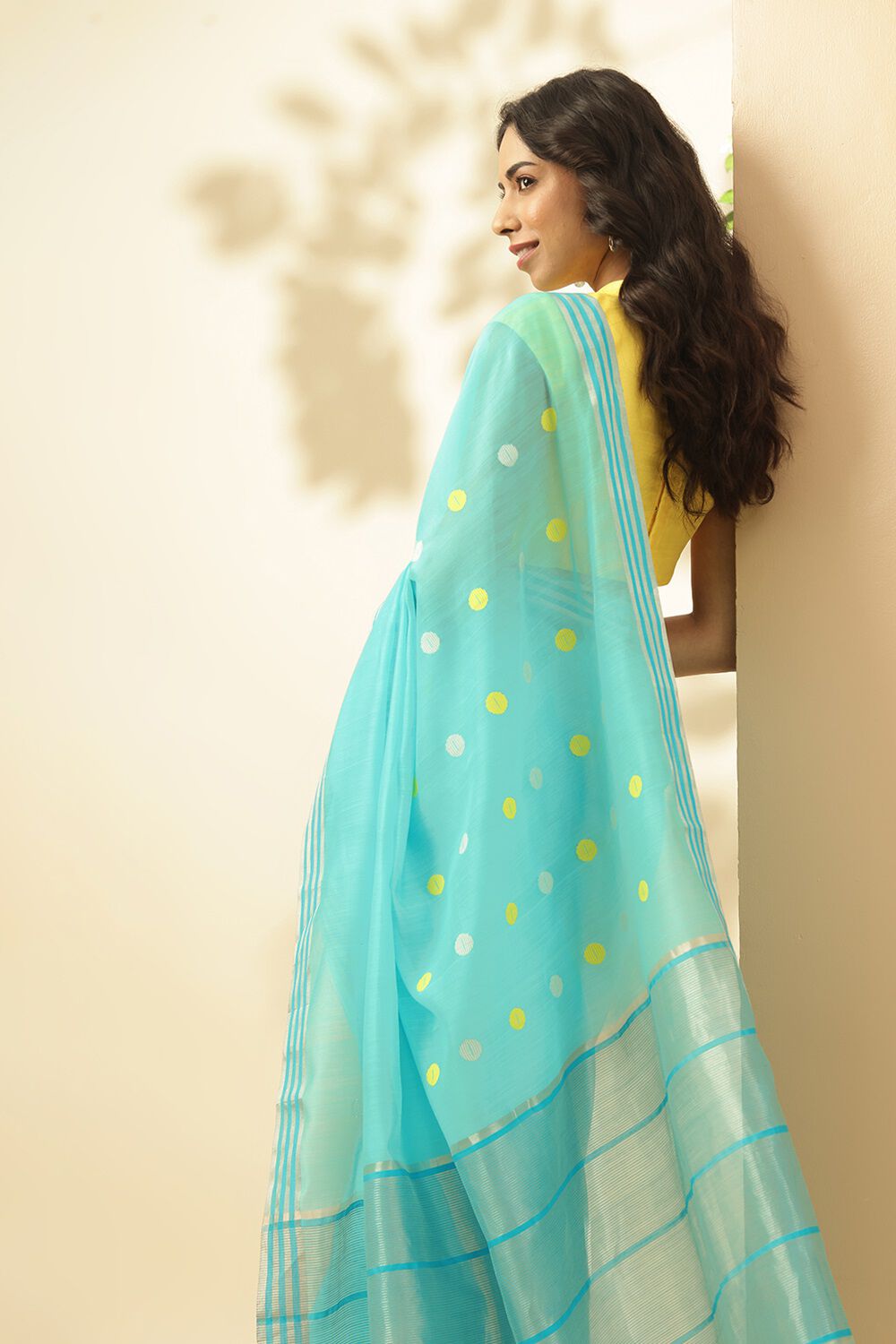 Light Blue Woven Pure Silk Cotton Chanderi Saree | Taneira Online Store