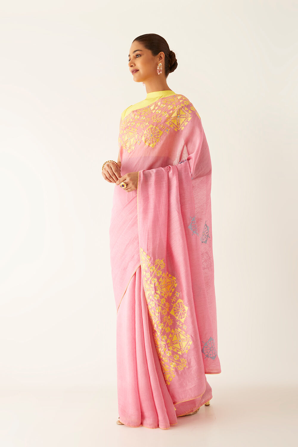 Light Pink Pure Silk Modal Embroidered Saree | Taneira Online Store