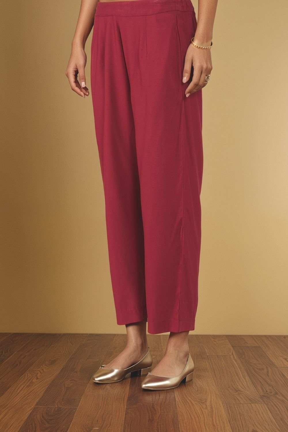 Dark Red Viscose Embroidered Kurta Set | Taneira Online Store