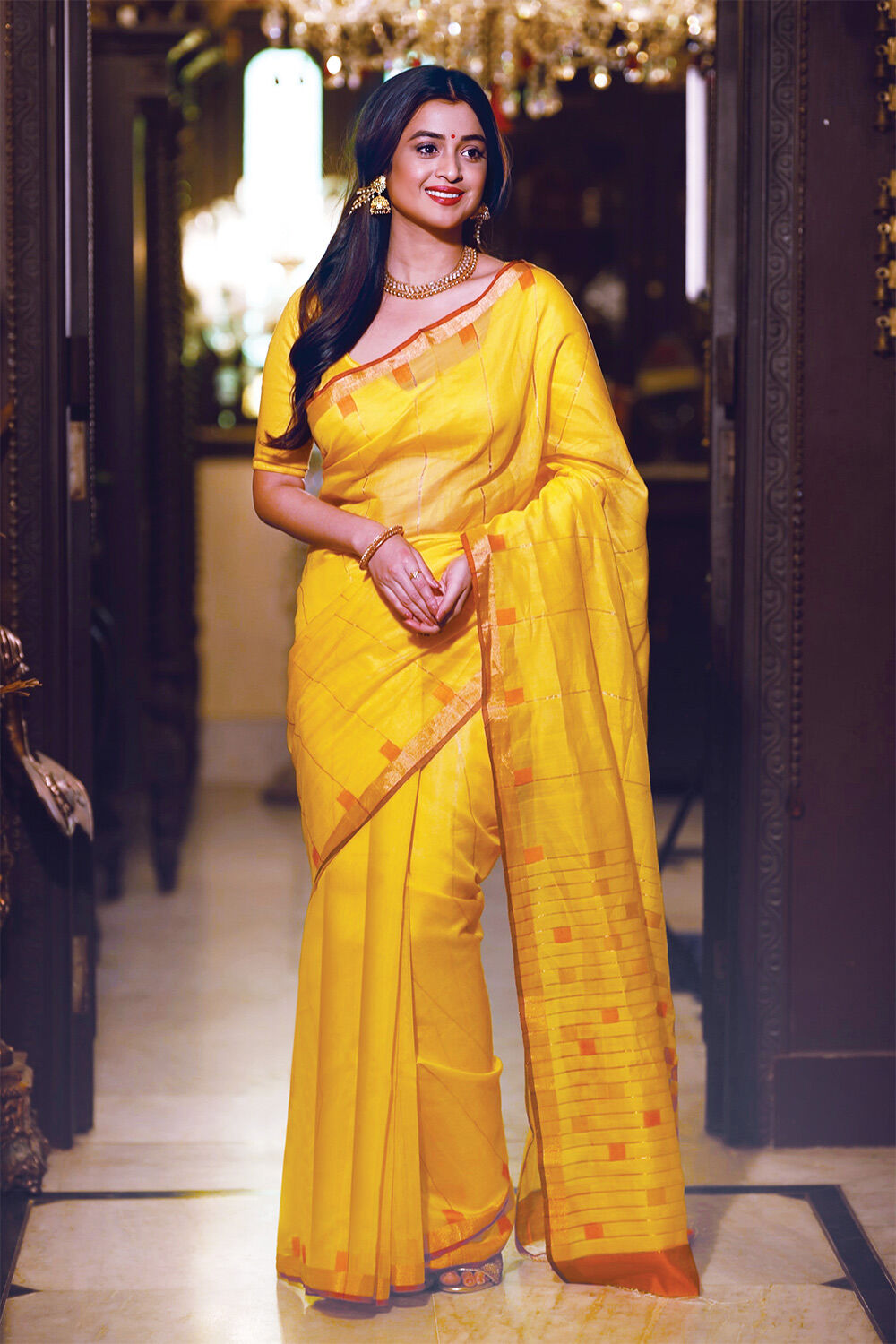 Yellow Bengal Pure Silk Cotton Jamdani Saree | Taneira Online Store