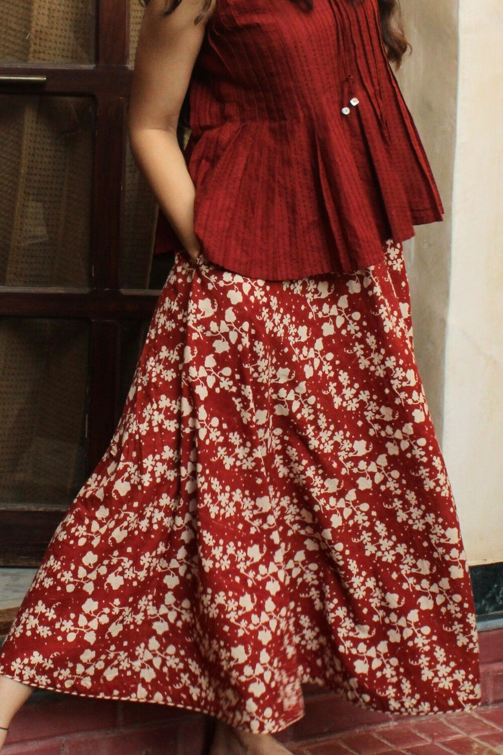 Red Rajasthan Bagru Block Printed Pure Cotton Lehenga | Taneira Online ...