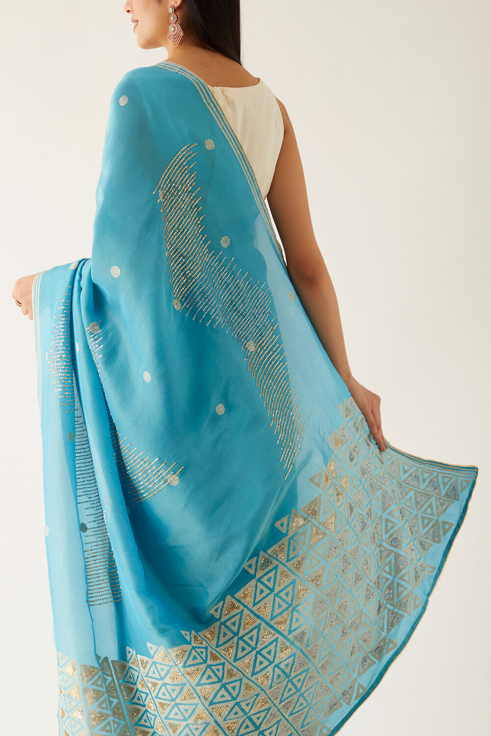 Blue Tissue Pure Organza Printed Saree | Taneira Online Store