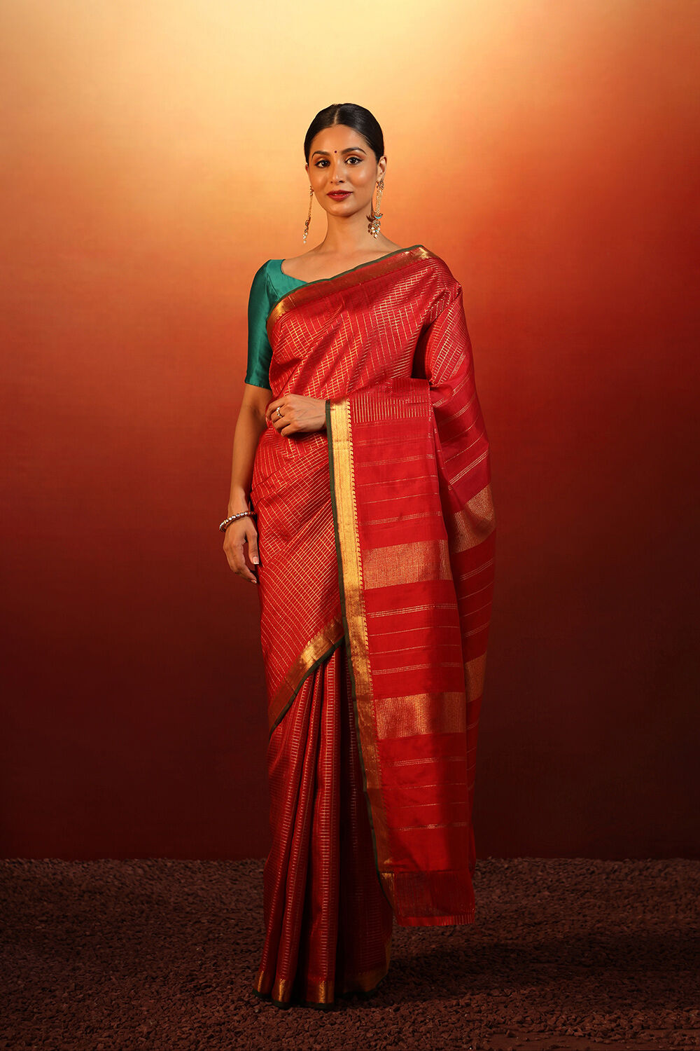 Red Woven Pure Silk Kanjivaram Saree | Taneira Online Store