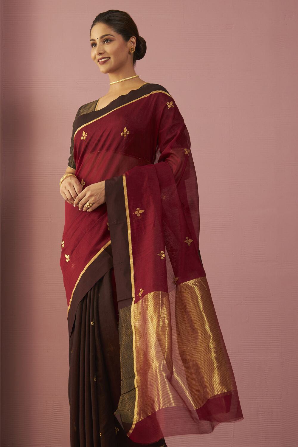 Red Woven Pure Silk Cotton Chanderi Saree | Taneira Online Store