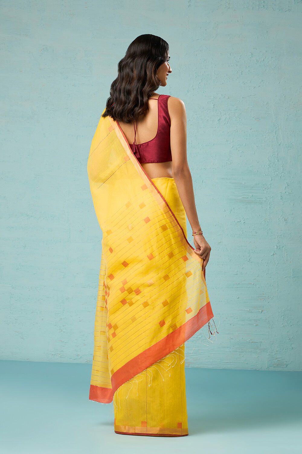 Yellow Bengal Pure Silk Cotton Jamdani Saree | Taneira Online Store