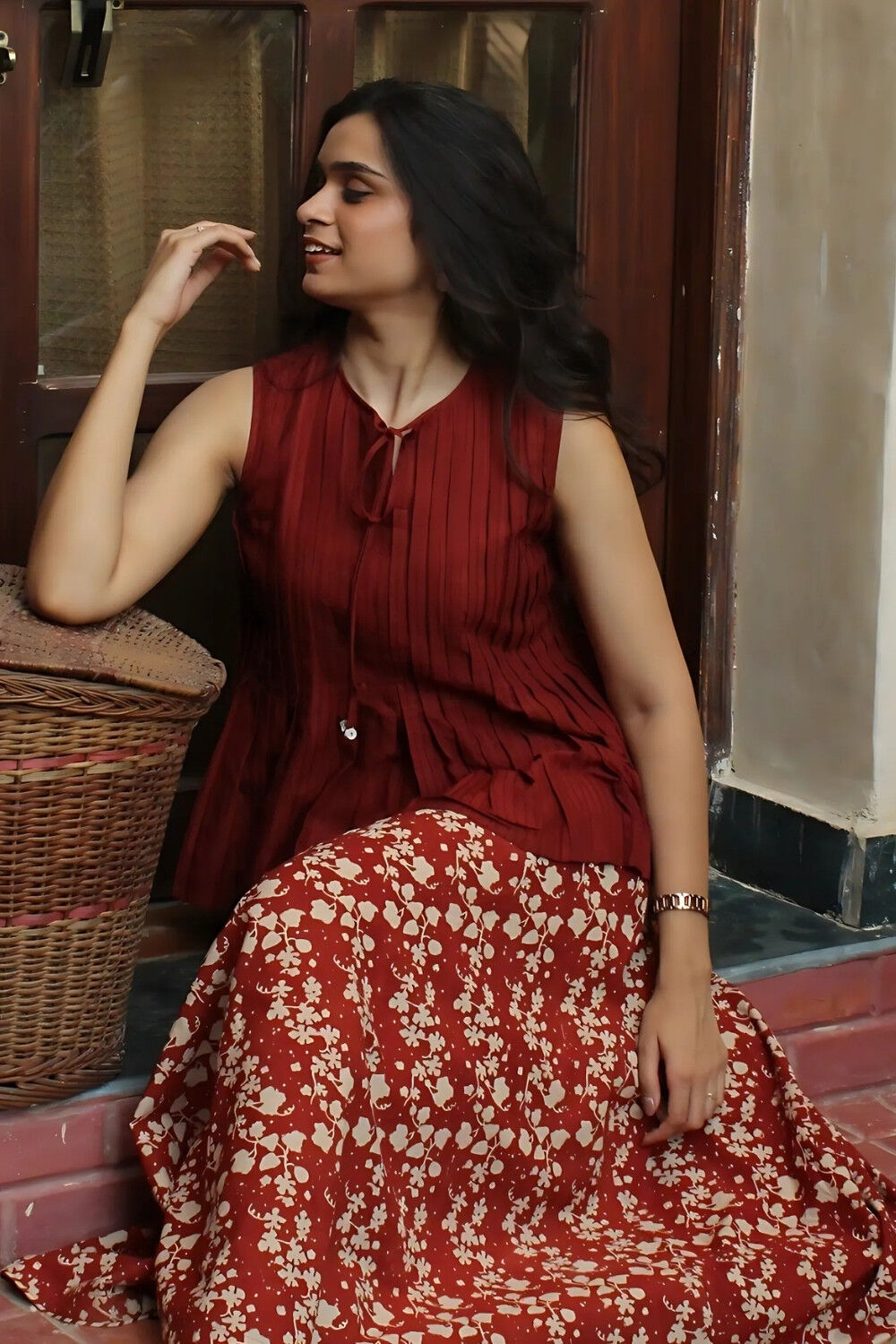 Red Rajasthan Bagru Block Printed Pure Cotton Lehenga | Taneira Online ...