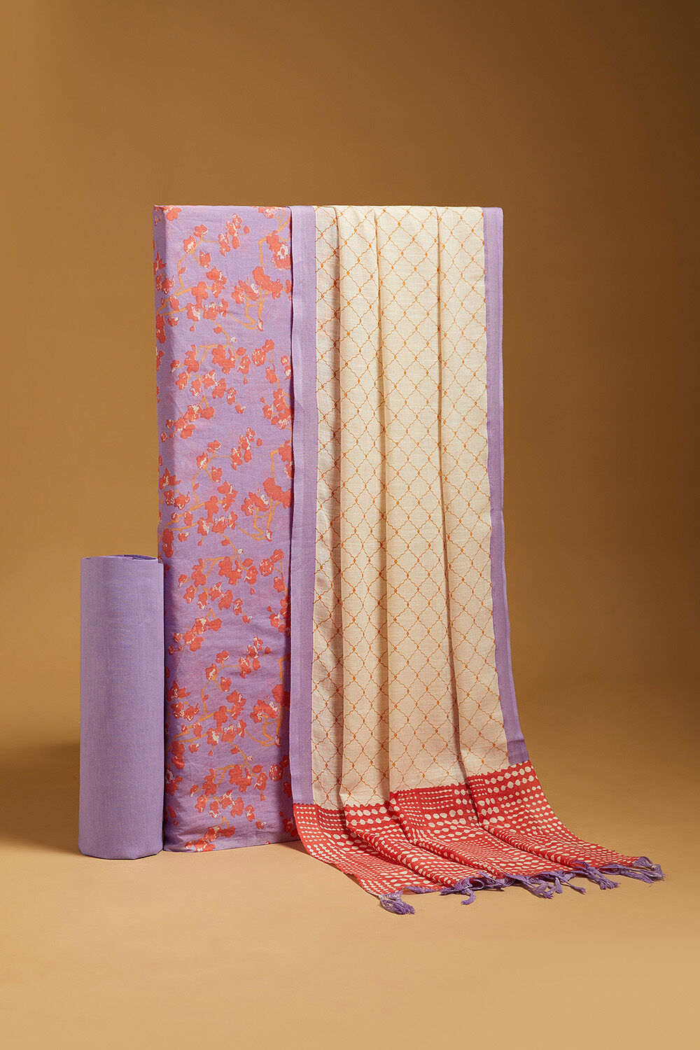 Violet Screen Printed Pure Cotton Unstitched Suit Set | Taneira Online ...