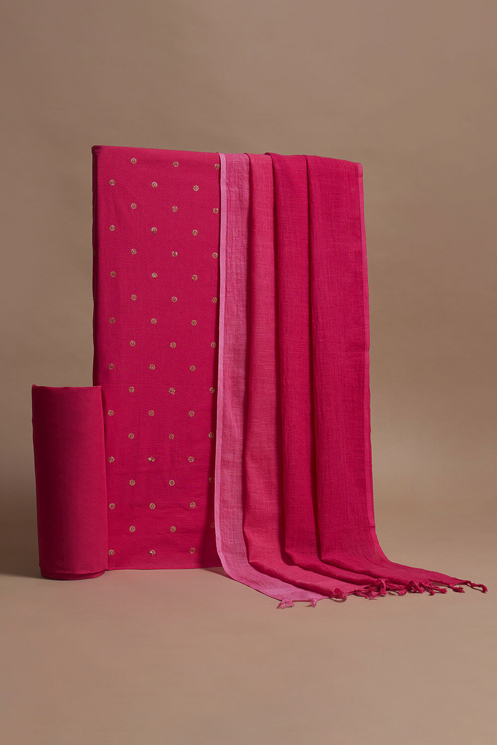 Dark Pink Pure Cotton Embroidered Suit Set | Taneira Online Store