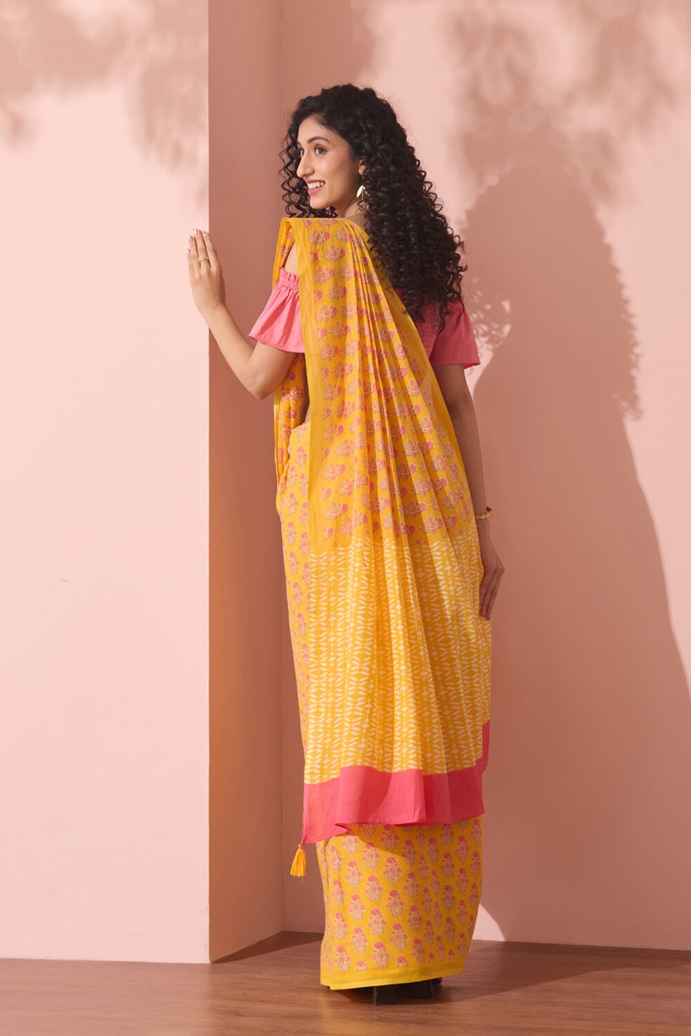 Yellow Bengal Screen Printed Pure Mulmul Cotton Saree | Taneira Online ...