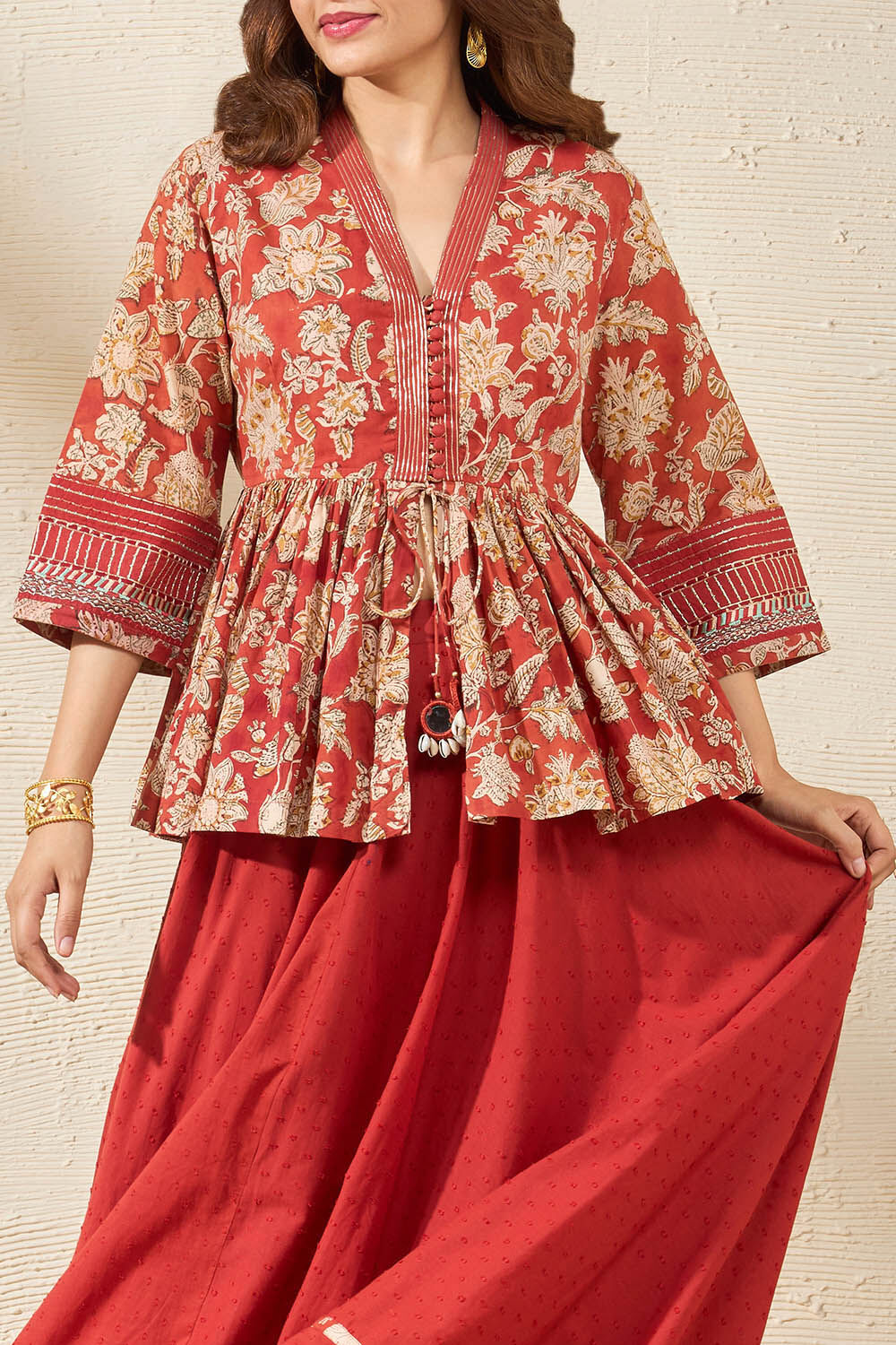 Red Rajasthan Pure Cotton Printed Sanganeri Lehenga | Taneira Online Store