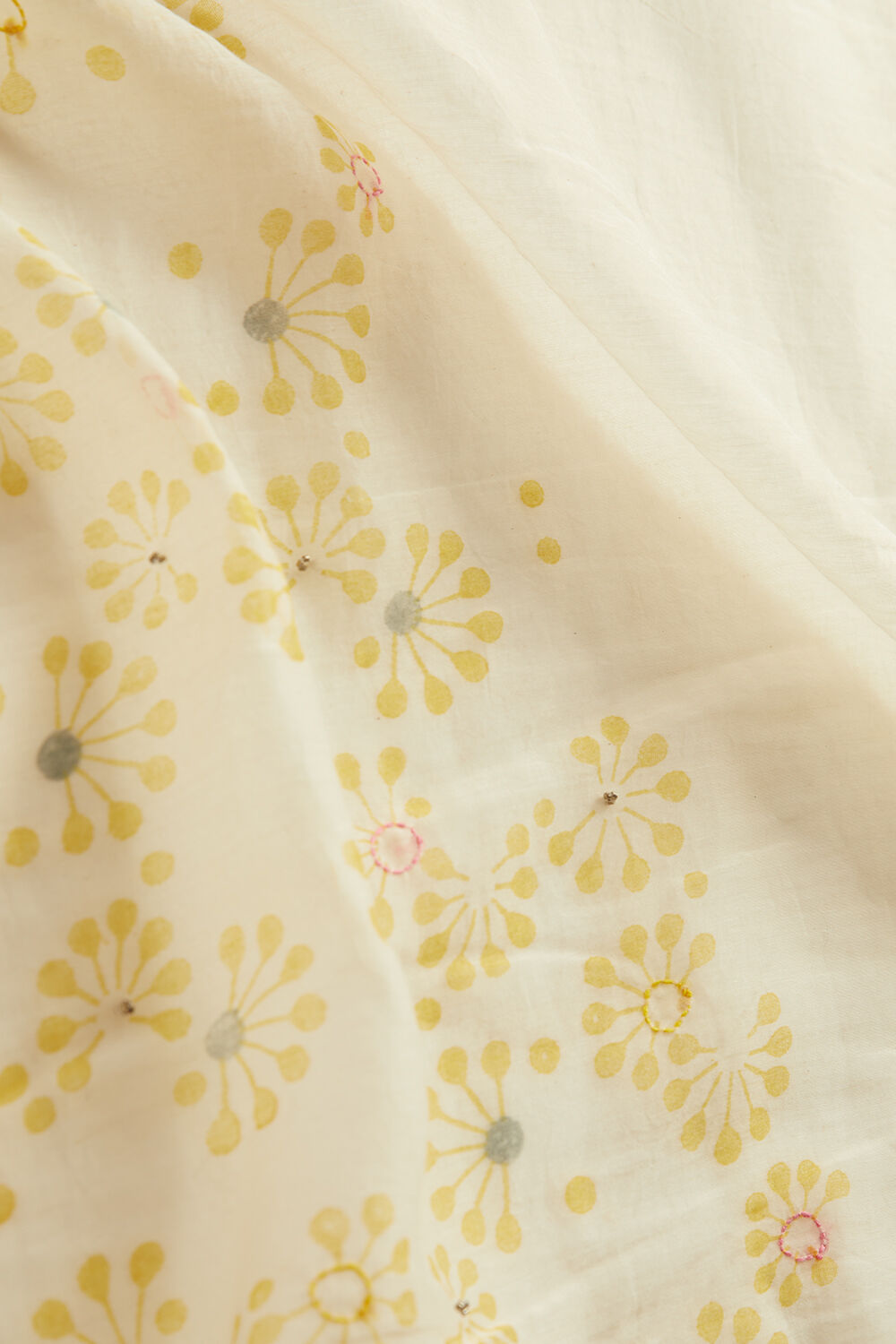 Off White Block Printed Pure Silk Cotton Bengal Saree | Taneira Online ...