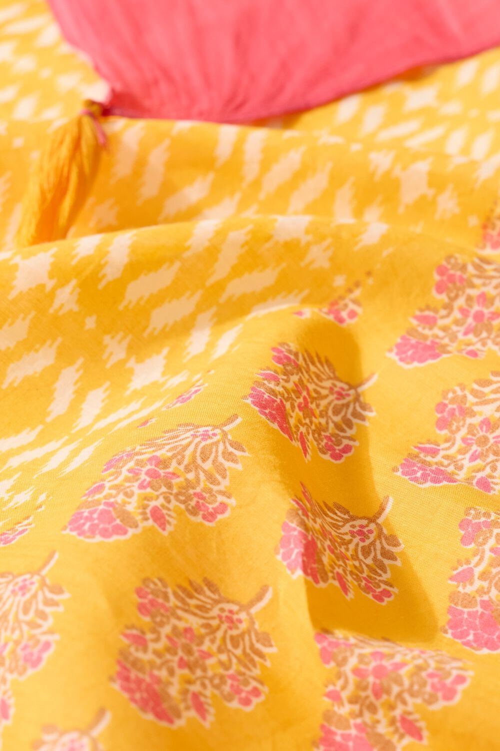 Yellow Bengal Screen Printed Pure Mulmul Cotton Saree | Taneira Online ...