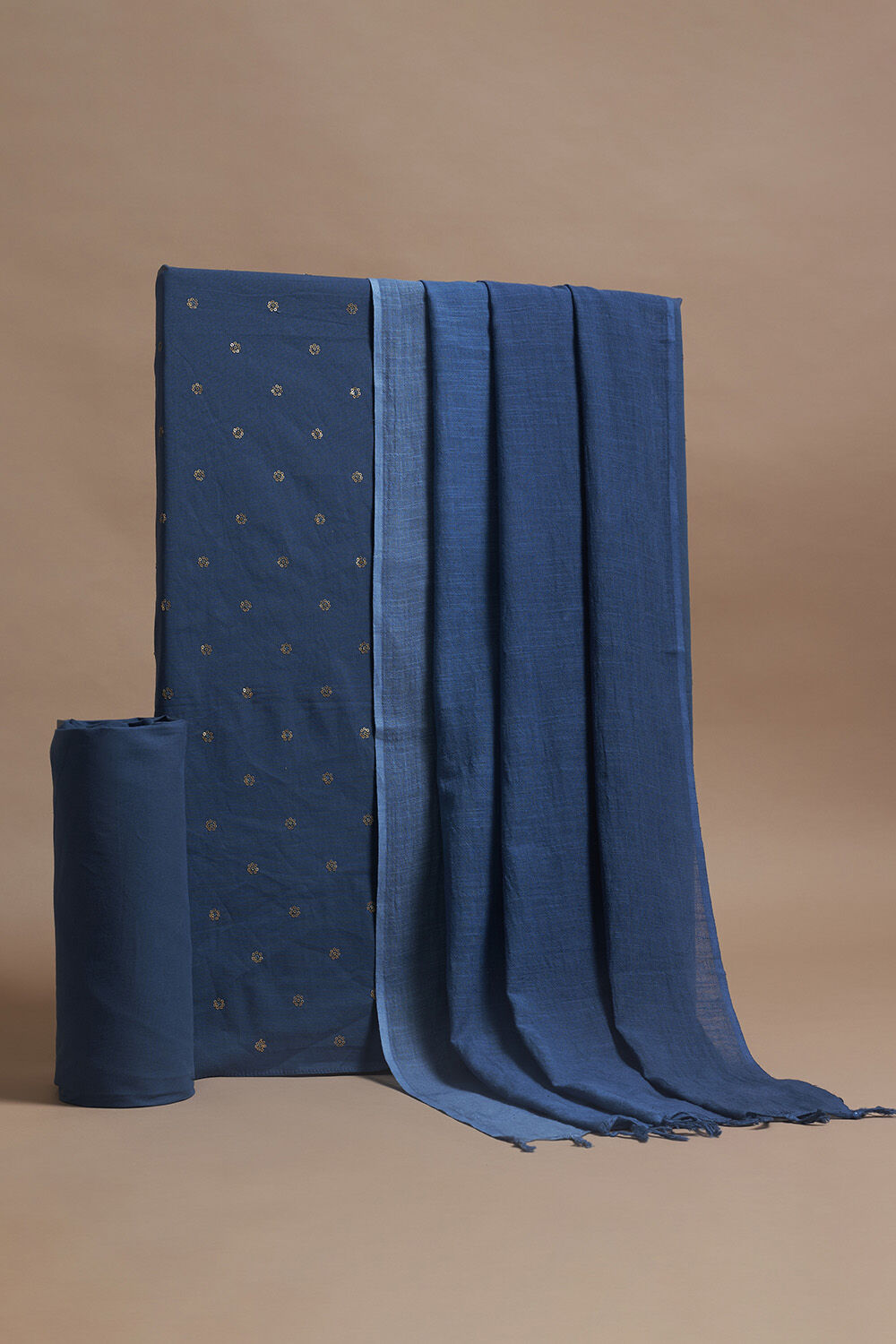 Dark Blue Pure Cotton Embroidered Suit Set | Taneira Online Store