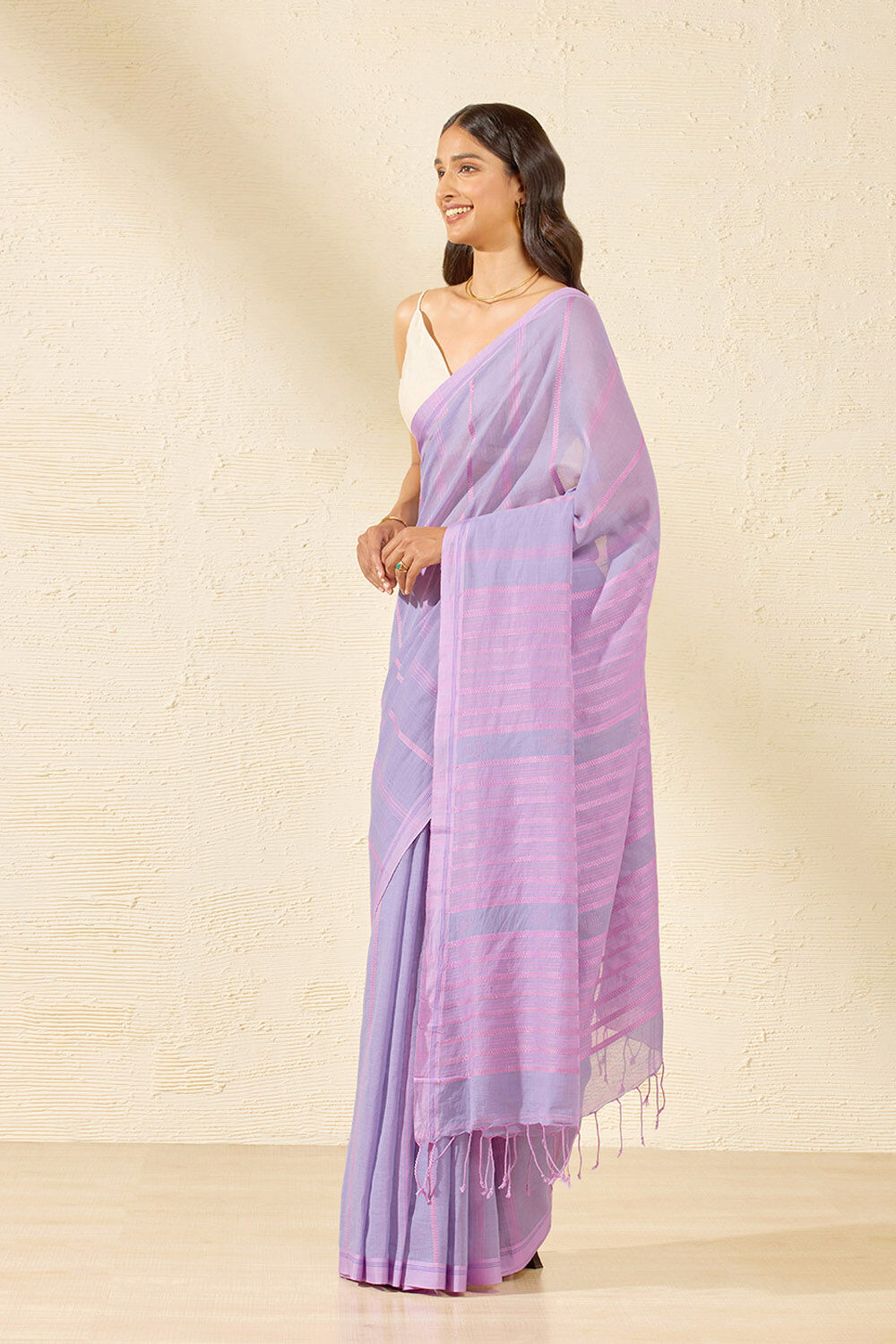 Violet Bengal Pure Cotton Jamdani Saree | Taneira Online Store