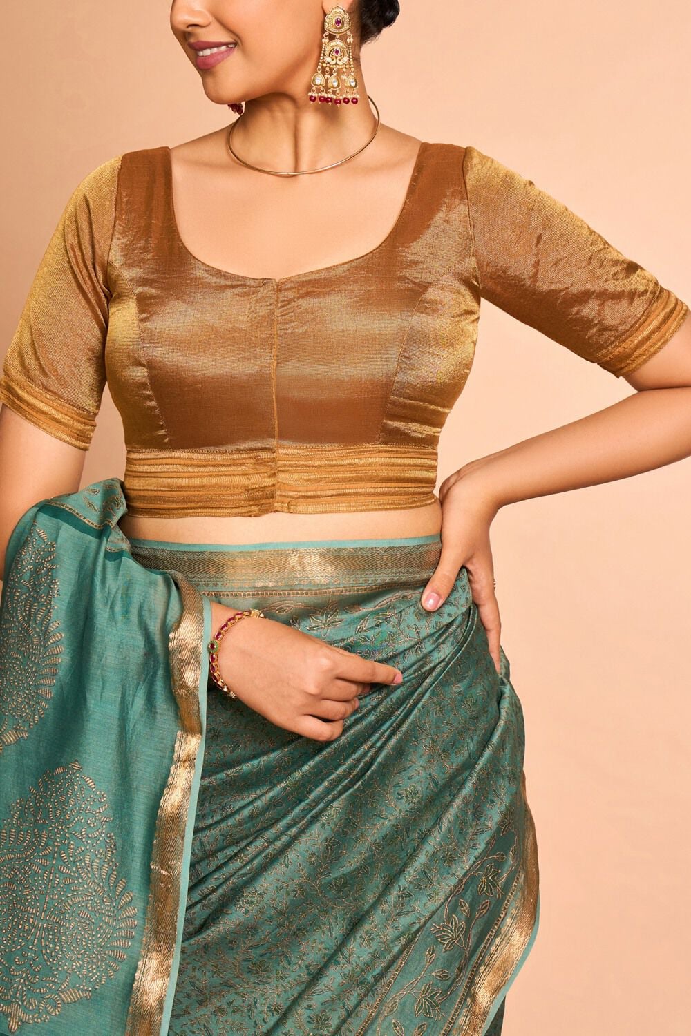 Gold Pure Viscose Woven Blouse | Taneira Online Store