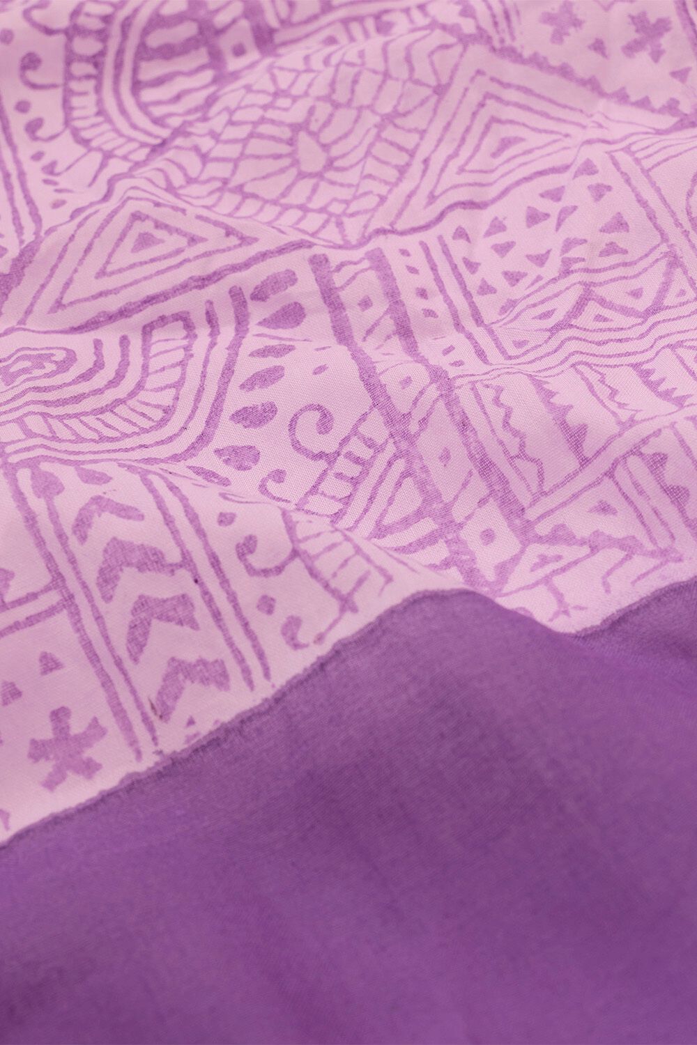 Light Violet Pure Cotton Mulmul Block Printed Bengal Saree | Taneira ...