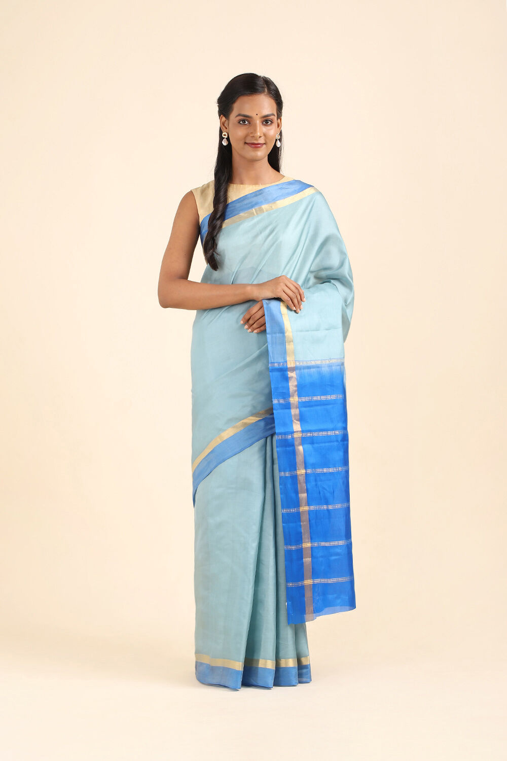 Light Blue Pure Soft Silk Saree | Taneira Online Store