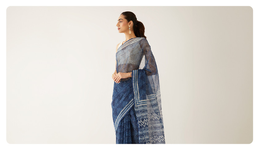 How Indigo Block Print Sarees Became a Fashion Trend - Taneira