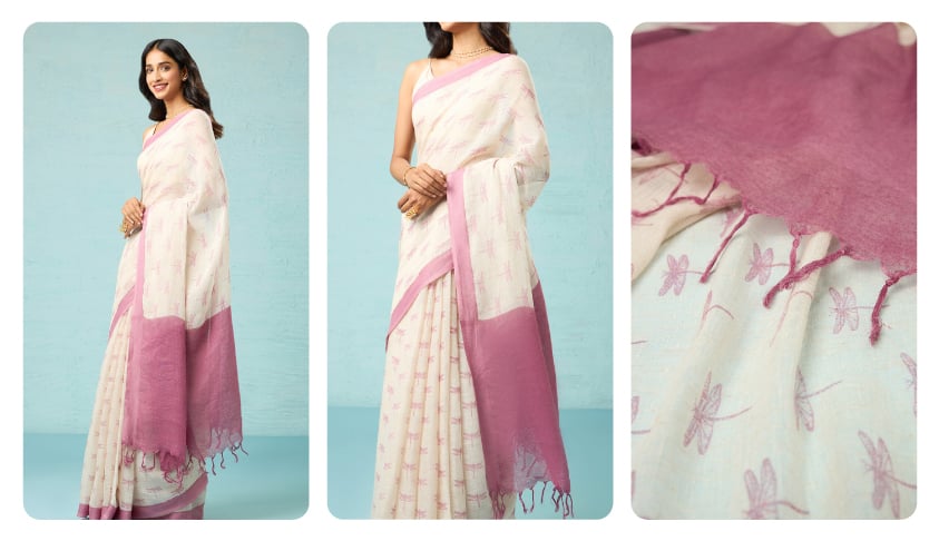 Styling Tips for White Sarees with Pink Borders | Taneria