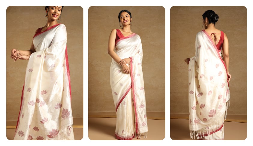 Styling Tips for White Sarees with Pink Borders | Taneria