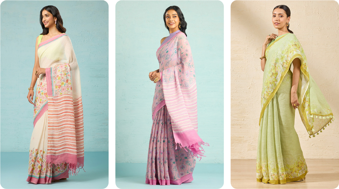 Heritage Weaves: Taneira's Traditional Linen Sarees