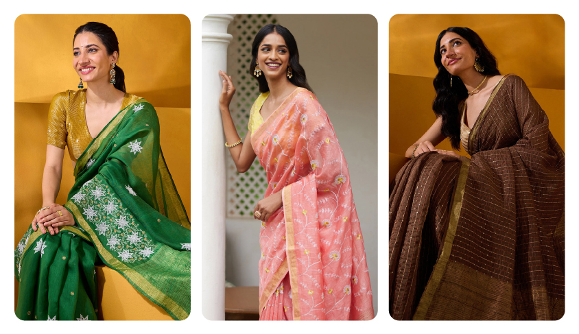 Heritage Weaves: Taneira's Traditional Linen Sarees